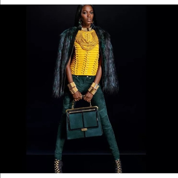 Balmain | Bags | Balmain For Hm Green Suede Bag | Poshmark
