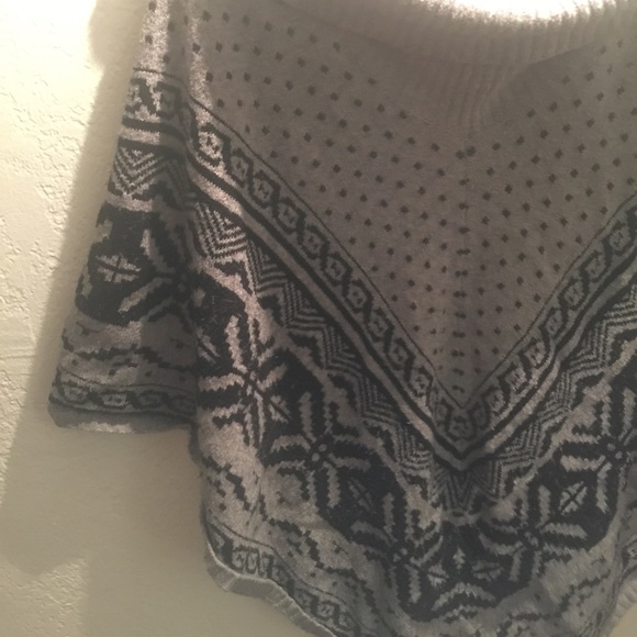 Style & Co. | Sweaters | Black And Grey Pancho | Poshmark