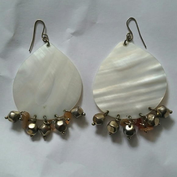 Jewelry | Shell Earring With Beads And Stone At Bottom | Poshmark