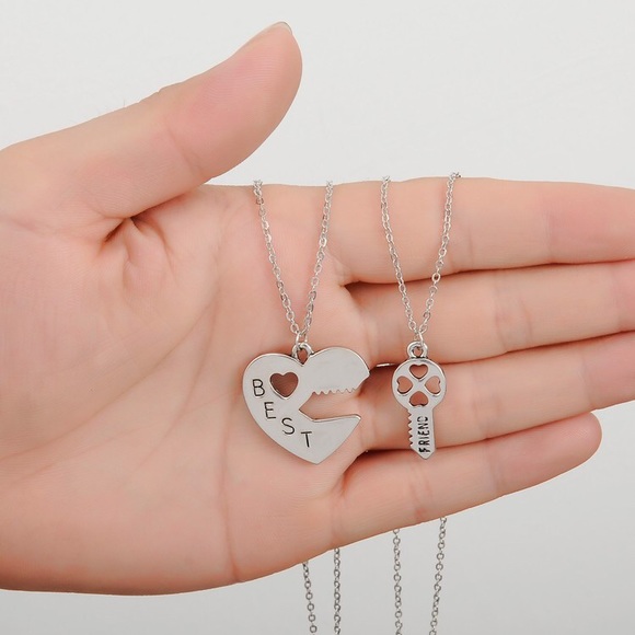 Jewelry | Sale 2 Best Friends Heart Key Necklaces | Poshmark