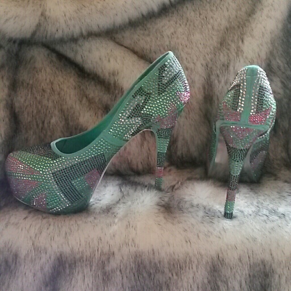 Mascotte | Shoes | Bedazzled High Heels Multicolored Stilletos Gem ...