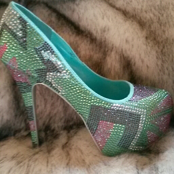Mascotte | Shoes | Bedazzled High Heels Multicolored Stilletos Gem ...