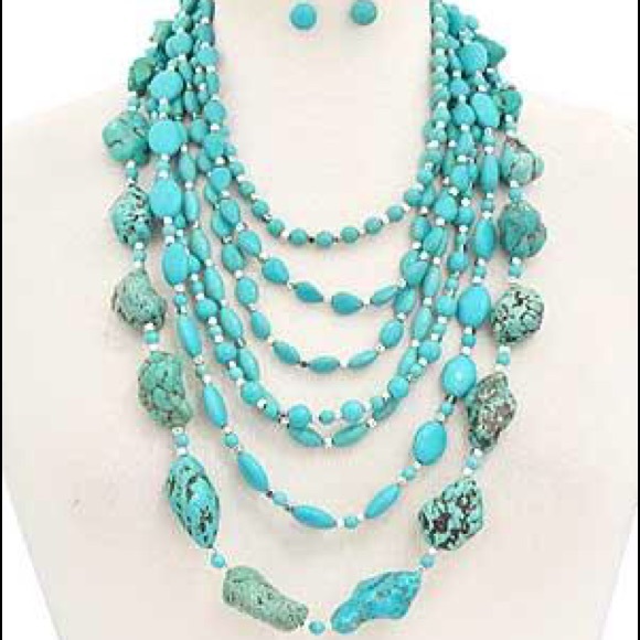 Jewelry | Multilayered Turquoise Stone Necklace | Poshmark