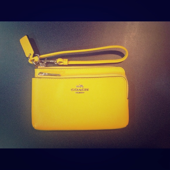 Coach | Bags | Coach Double Zip Yellow Wristlet | Poshmark