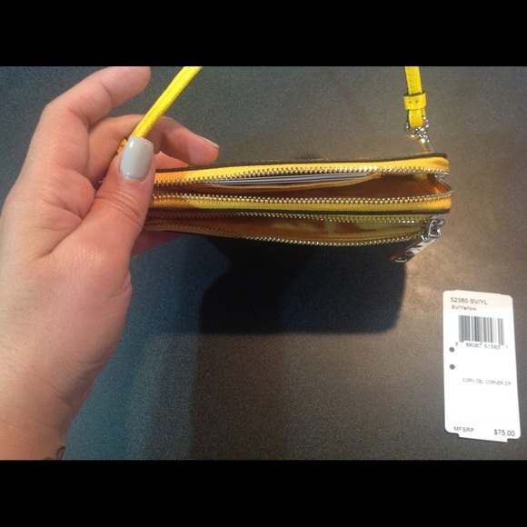 Coach | Bags | Coach Double Zip Yellow Wristlet | Poshmark