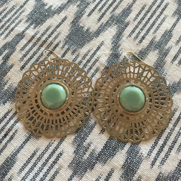 Jewelry | Green And Gold Earrings | Poshmark