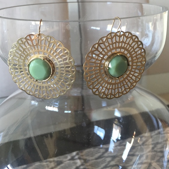 Jewelry | Green And Gold Earrings | Poshmark