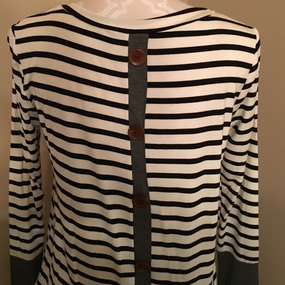 Boutique | Tops | Hp Striped Back Button Top | Poshmark