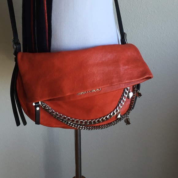 Jimmy Choo | Bags | Jimmy Choo Biker Small Shoulder Bag Hobo Orange ...
