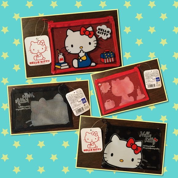 Hello Kitty | Bags | Hello Kitty Black And Red Vinyl Mash Pouches ...