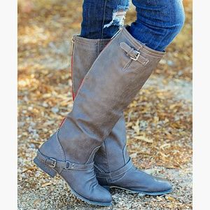 red zipper riding boots on Poshmark