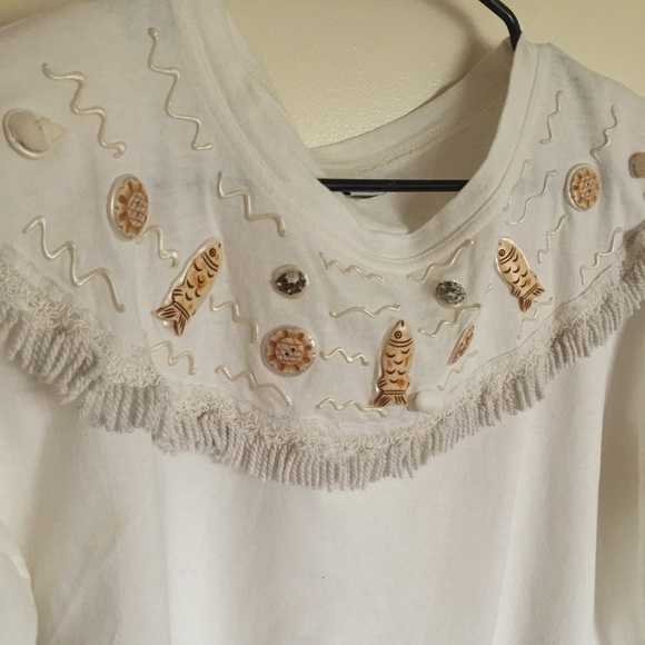 The Original Cesucci | Tops | Sea Shell And Fish Top0 Cotton | Poshmark