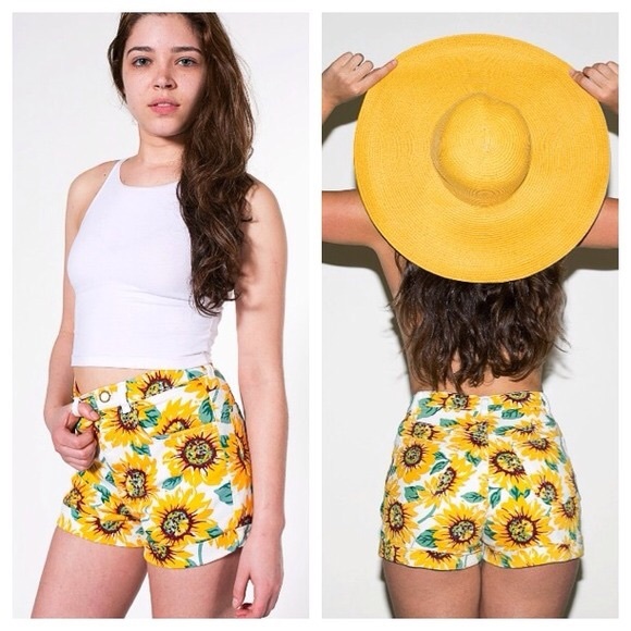 American Apparel | Shorts | High Waisted Sunflower Shorts Seen On Katy ...