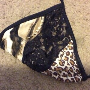 Obadash | Swim | Big Saleleopard Lace And Gold String Bikini | Poshmark