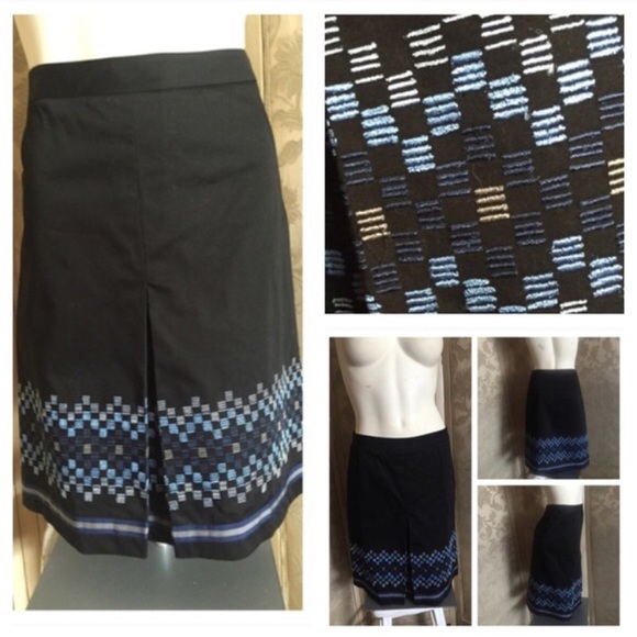 Ann Taylor | Skirts | Ann Taylor Loft Navy Skirt W Embroidered Design ...