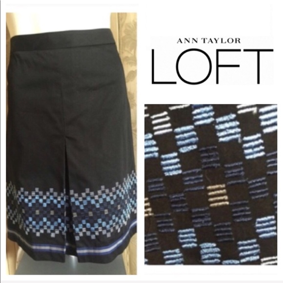 Ann Taylor | Skirts | Ann Taylor Loft Navy Skirt W Embroidered Design ...