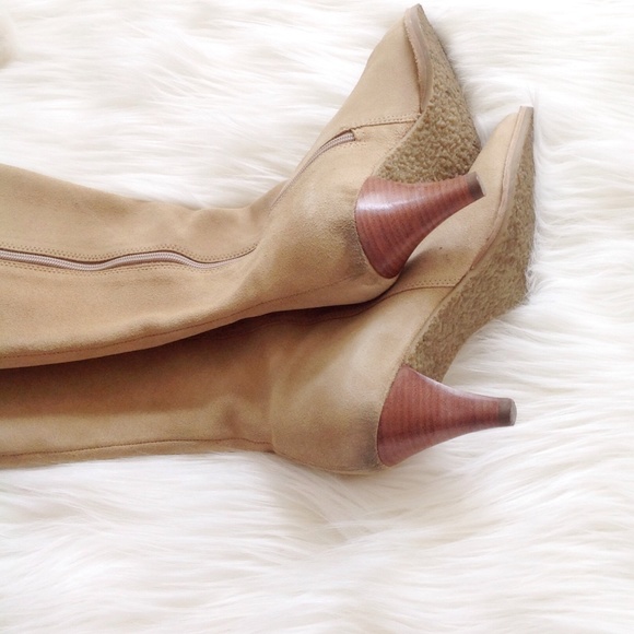 LOFT | Shoes | Tan Boots With Faux Fur | Poshmark