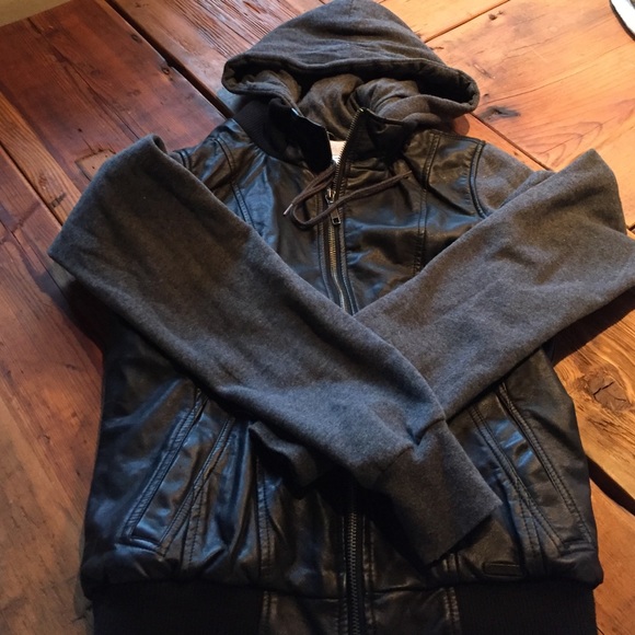 Jackets & Coats | Leather Jacket With Built In Hoodie | Poshmark