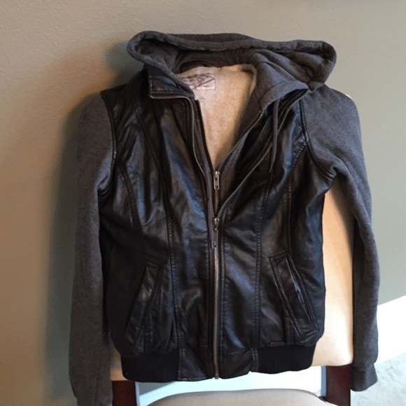 Jackets & Coats | Leather Jacket With Built In Hoodie | Poshmark
