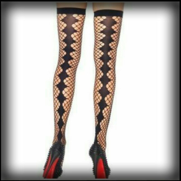 Accessories | Sexy Mesh Diamond Thigh Highs | Poshmark