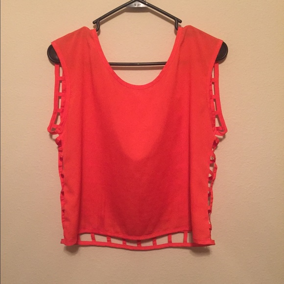 Tops | Orange Funky Crop Top | Poshmark