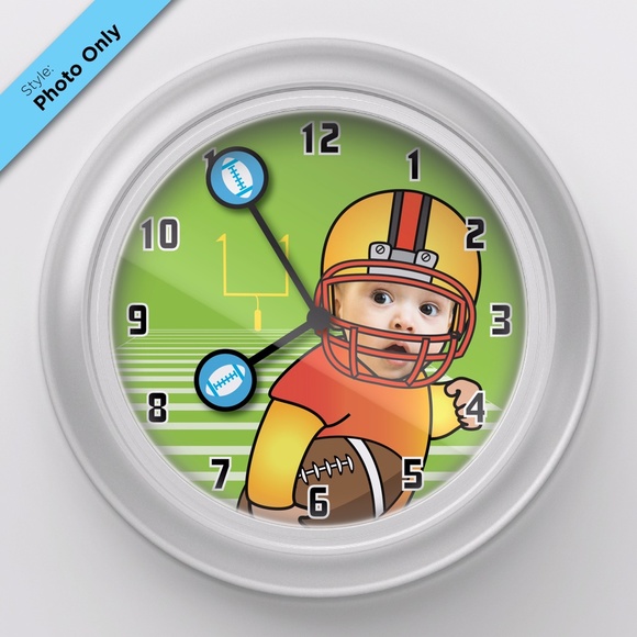 Qclock | Accessories | Personalized Picture Wall Clock Football | Poshmark