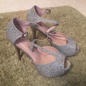 40% off Shoes - Gold Sparkly open toe prom heels from Breasia's closet ...