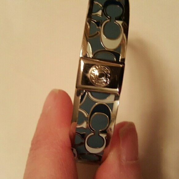 Coach | Jewelry | 2 Coach Bangle Bracelets Silver Silver Blue | Poshmark