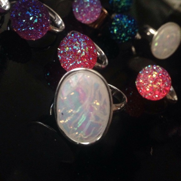 Handmade | Jewelry | Handmade Faux Opal Adjustable Ring | Poshmark