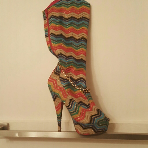 Shoes | Multi Color High Heel Boot | Poshmark