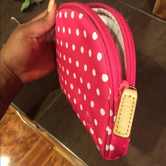 Ralph Lauren | Bags | Hot Pink With White Polka Dot Make Up Bag | Poshmark