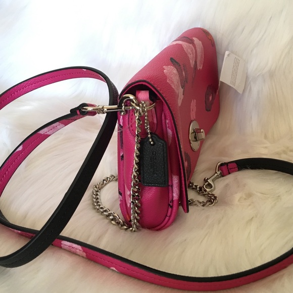 Coach | Bags | Coach Pink Floral Crossbody Use Chain Strap For Shoulder ...