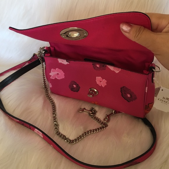 Coach | Bags | Coach Pink Floral Crossbody Use Chain Strap For Shoulder ...