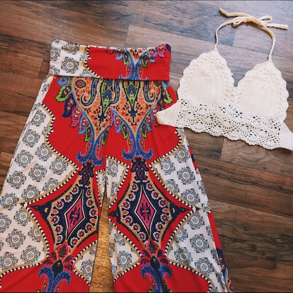 Pants & Jumpsuits | Multi Print Palazzo Pants New | Poshmark