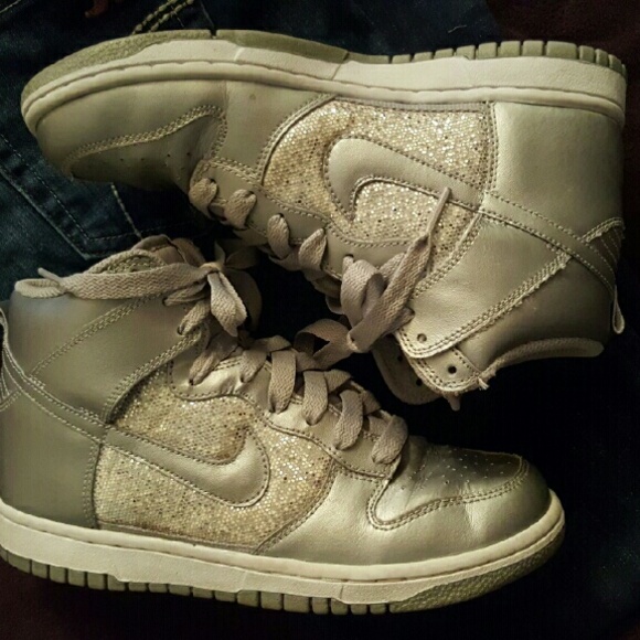 Nike | Shoes | Nike High Tops Silver With Sequins | Poshmark