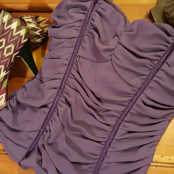 Tops | Flirty Purple Rouched Boudoir Top | Poshmark