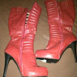 Shoes | Deep Red Buckle Knee Boots Also Have In Black | Poshmark