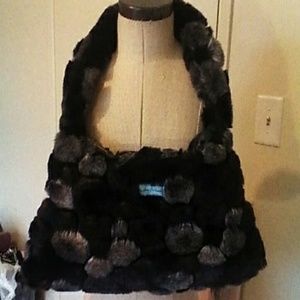 Feather & Bean | Bags | Feather Bean Fur Black Gray Hobo Bag Nwotgs ...