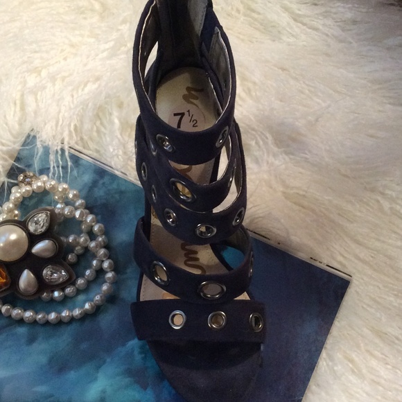 Sam Edelman | Shoes | Sam Edelman Caged Navy Blue Heels With Gommets ...