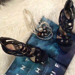 Sam Edelman | Shoes | Sam Edelman Caged Navy Blue Heels With Gommets ...