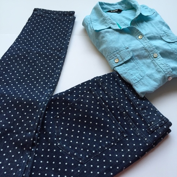 Bar III | Jeans | Bar Blue Polka Dot Jeans | Poshmark