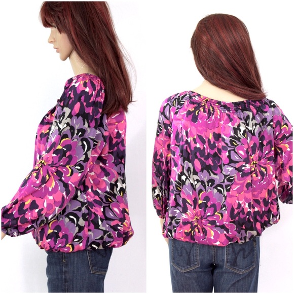 bebe | Tops | Bebe Silk Floral Blouse | Poshmark
