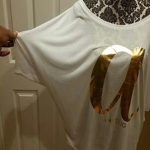 BELLA | Tops | Bella Amazing Top White And Gold | Poshmark
