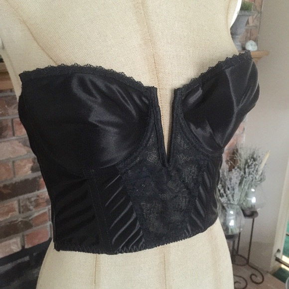 Vintage | Intimates & Sleepwear | Vintage Black Bustier Strapless Low ...