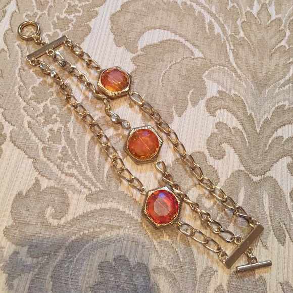 Versona | Jewelry | Orange Amber And Gold Necklace And Bracelet Set ...