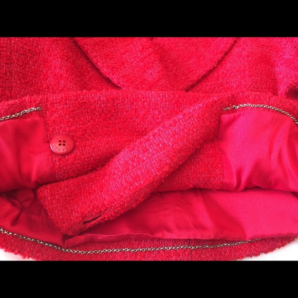CHANEL | Jackets & Coats | Authentic Chanel Blazer Tweed Red Jacket ...