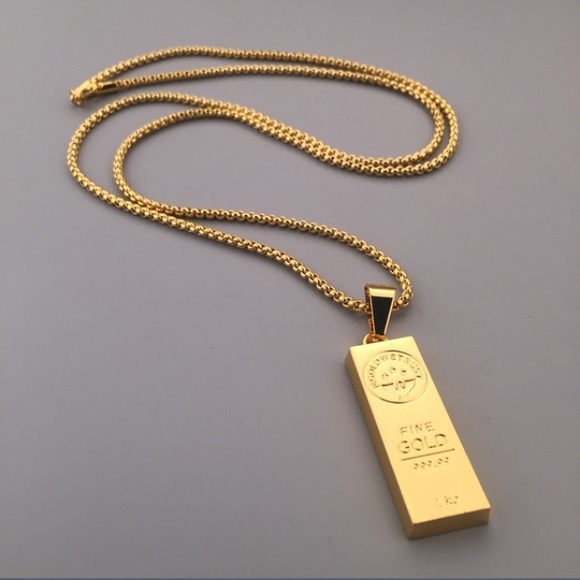 Jewelry | Solid Gold Brick Block For Sale With Chain | Poshmark