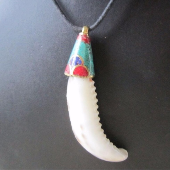 Jewelry | Turquoise Coral Lapis Shell Conch Made Pendant | Poshmark