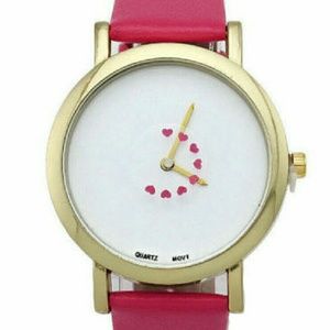 Jewelry | Heart Design Dial Hot Pink Wrist Watch | Poshmark