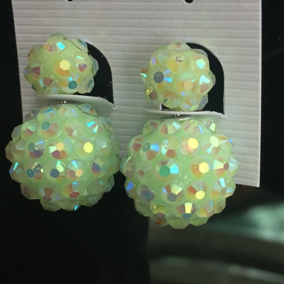 Jewelry | New Glitzy Pale Green Doublesided Earrings | Poshmark